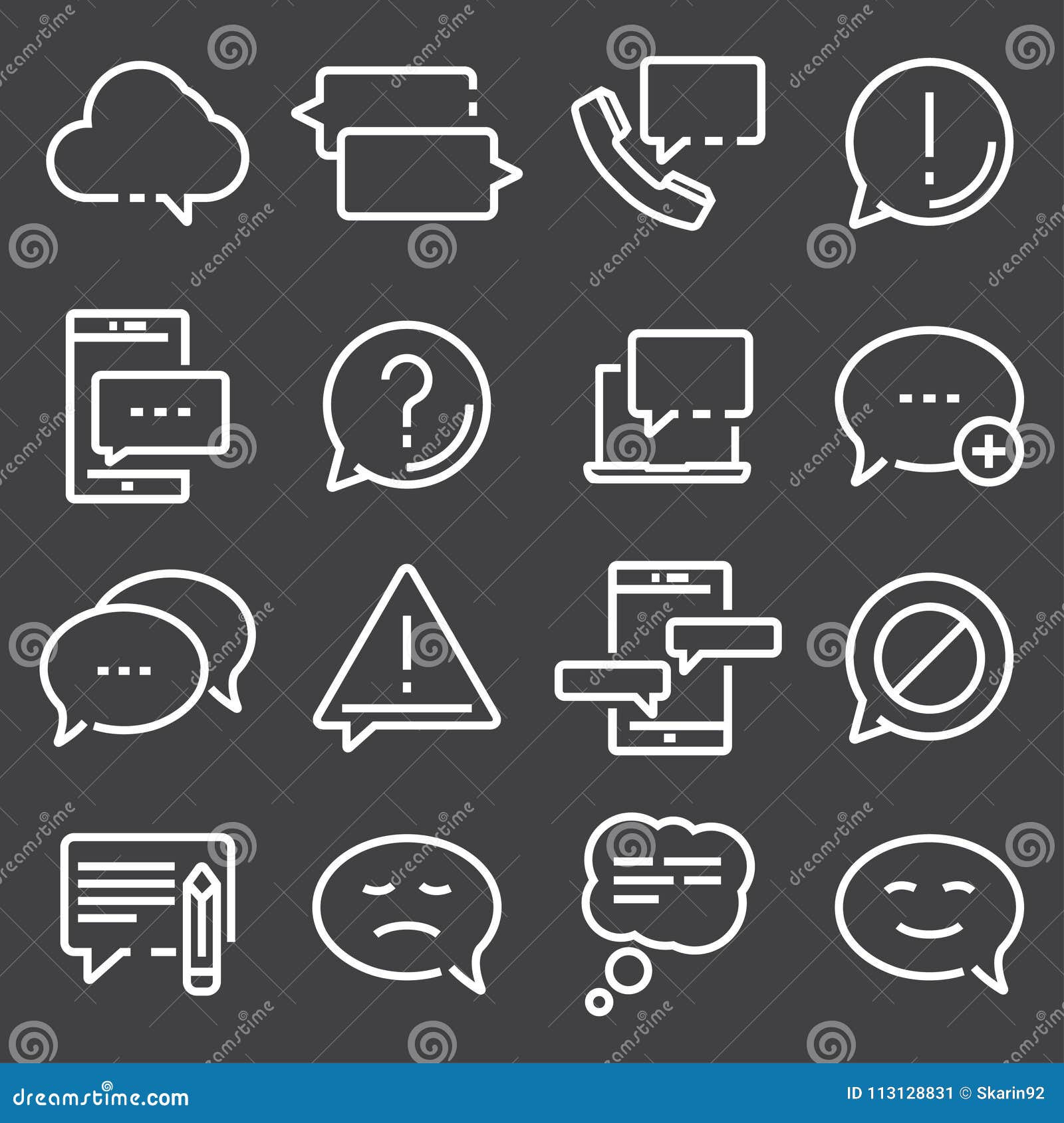 Simple Set of Message Related Vector Line Icons Stock Illustration ...
