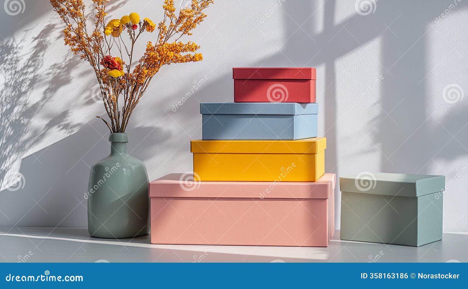 A Simple Set of Modular Storage Boxes Stacked on a Bright Surface Stock ...
