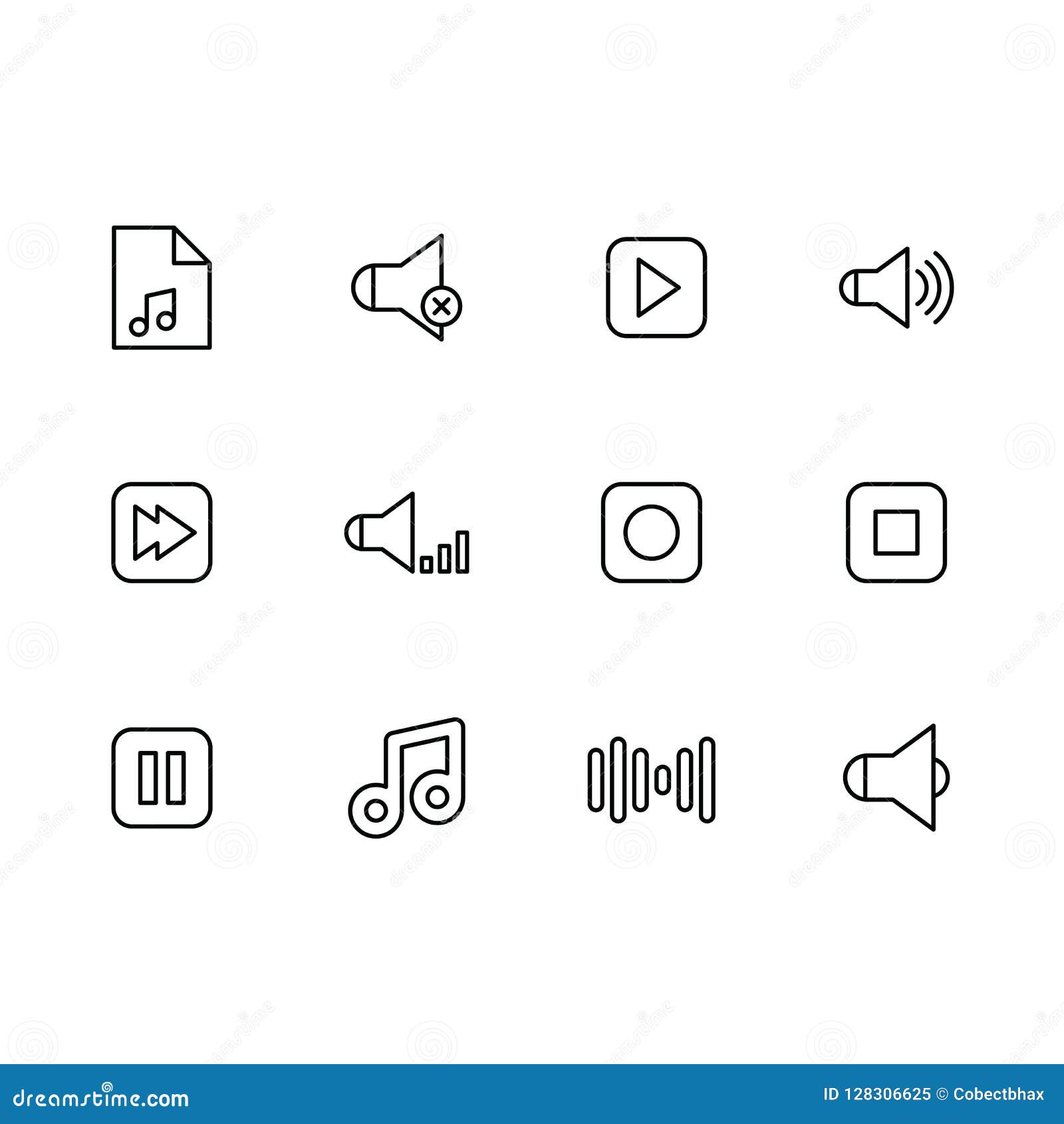 Simple Set Music Buttons For Play Audio And Sound Vector Line Icon ... Simple Set Music Buttons For Play Audio And Sound Vector Line Icon ...