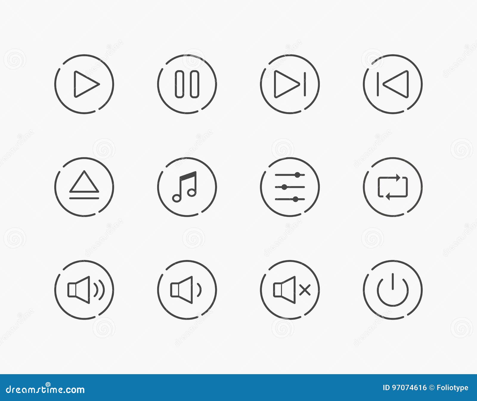 Simple Set of Music Play Control Thin Line Icons Stock Vector ...