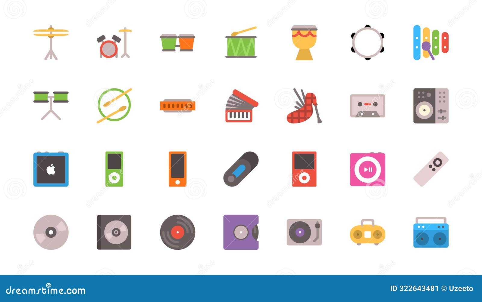 Simple Set of Music Related Vector Icons Stock Vector - Illustration of ...