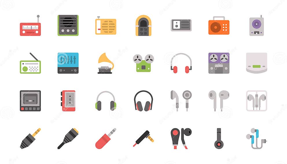 Simple Set of Music Related Vector Icons Stock Vector - Illustration of ...