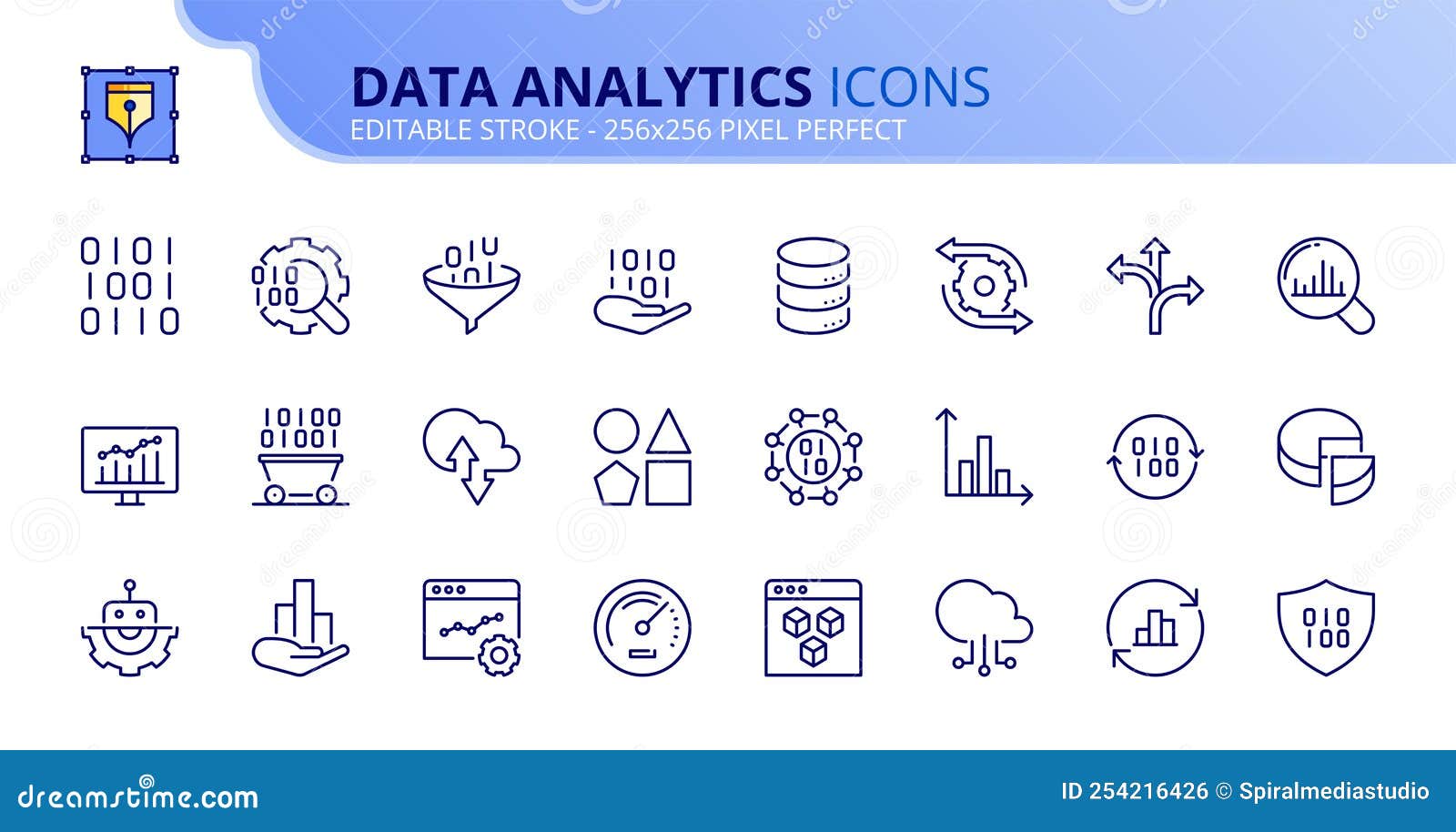 Simple Set of Outline Icons about Data Analytics. Technology Concept ...