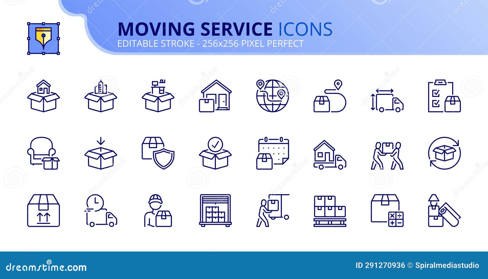 Simple Set of Outline Icons about Moving Service Stock Vector ...