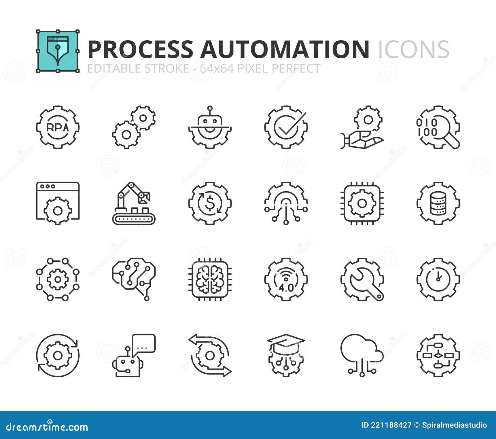 Simple Set of Outline Icons about Robotic Process Automation Stock ...