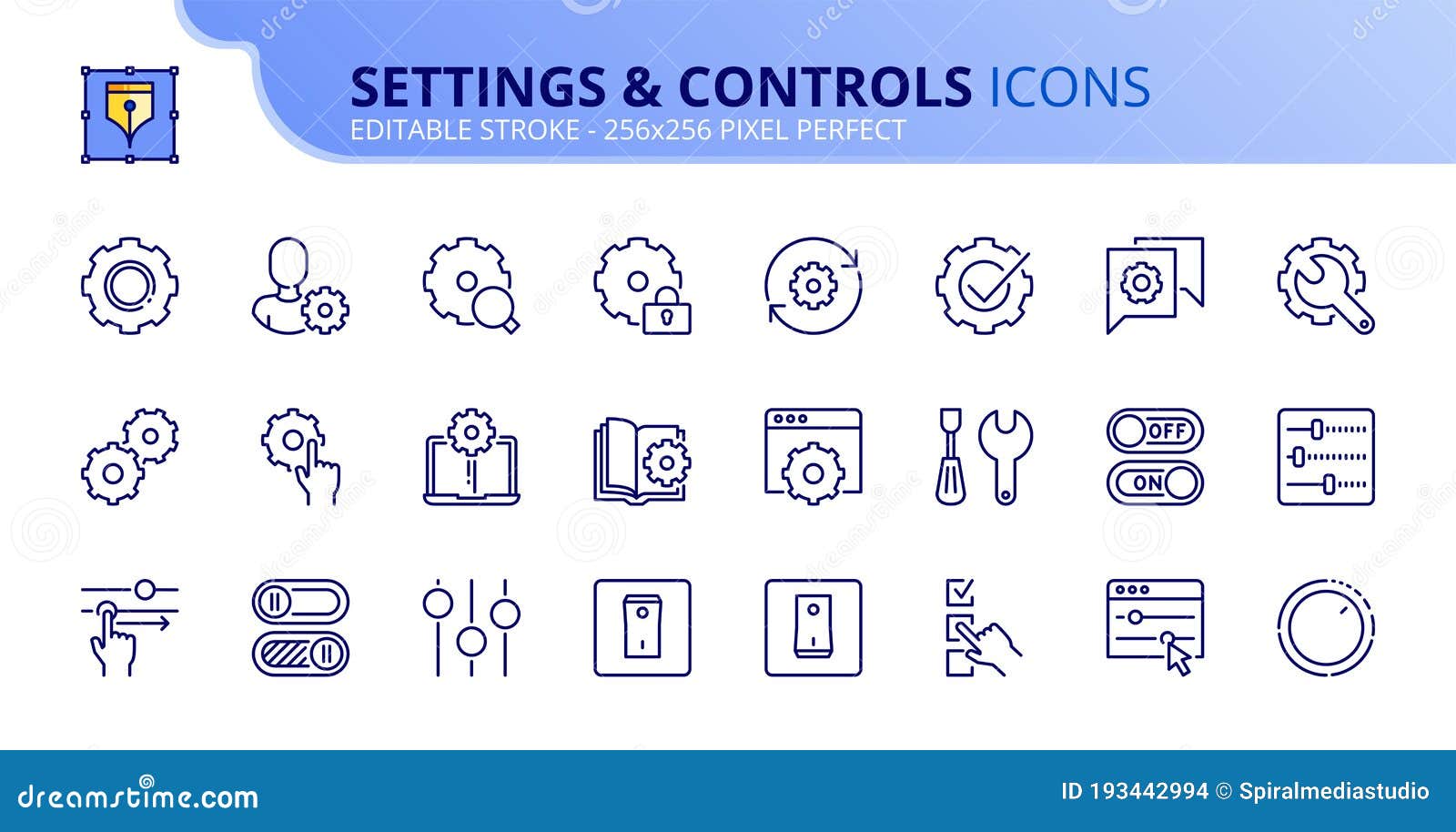 Simple Set of Outline Icons about Settings and Controls Stock Vector ...