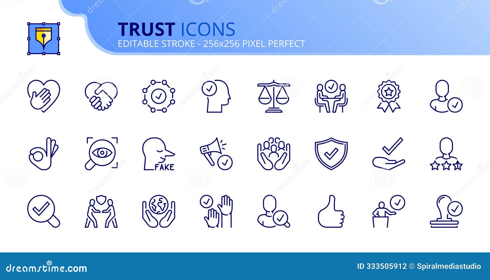 Simple Set of Outline Icons about Trust Stock Illustration ...