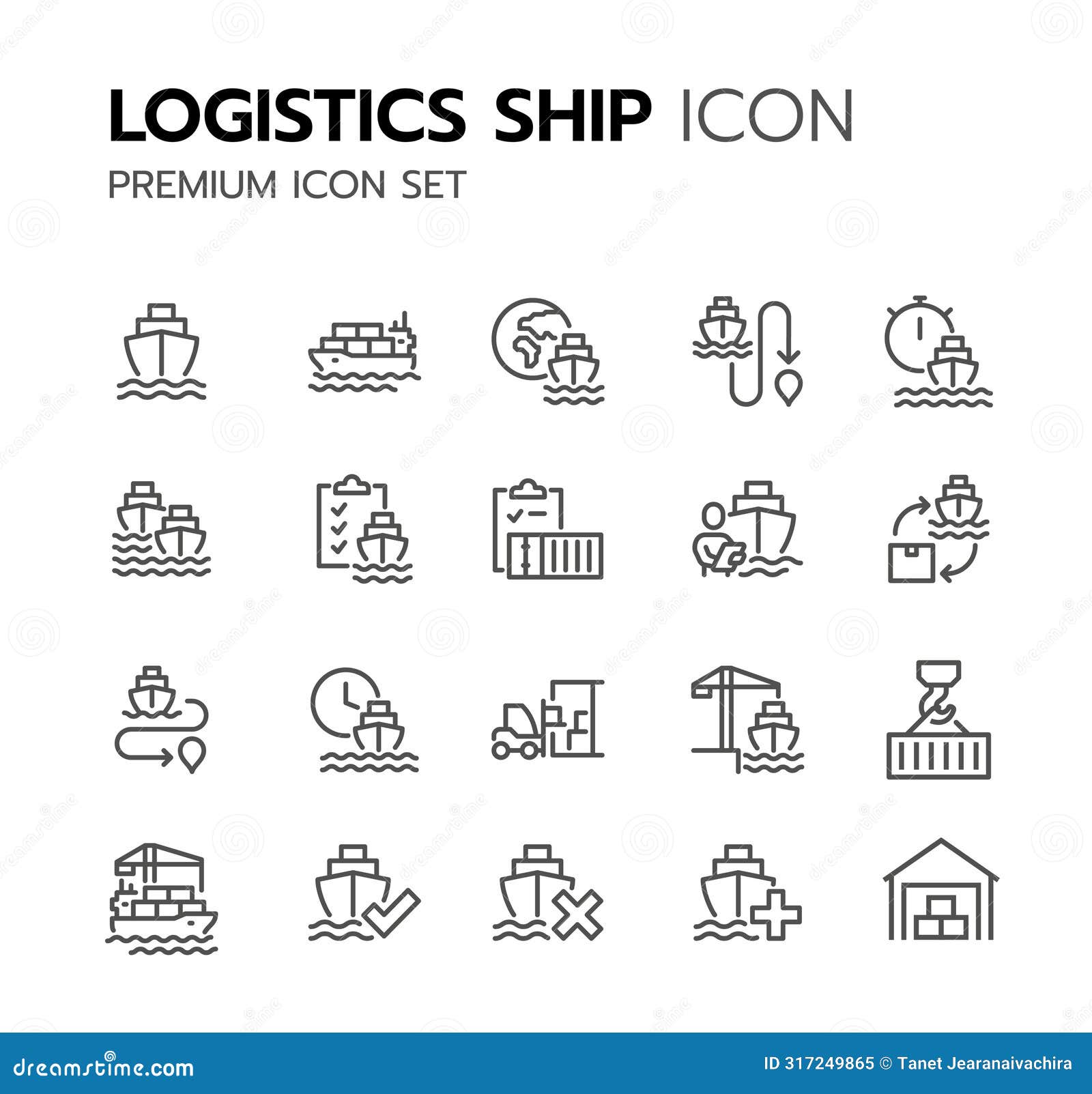 Simple Set of Port Logistics Related Vector Line Icons. Stock Vector ...