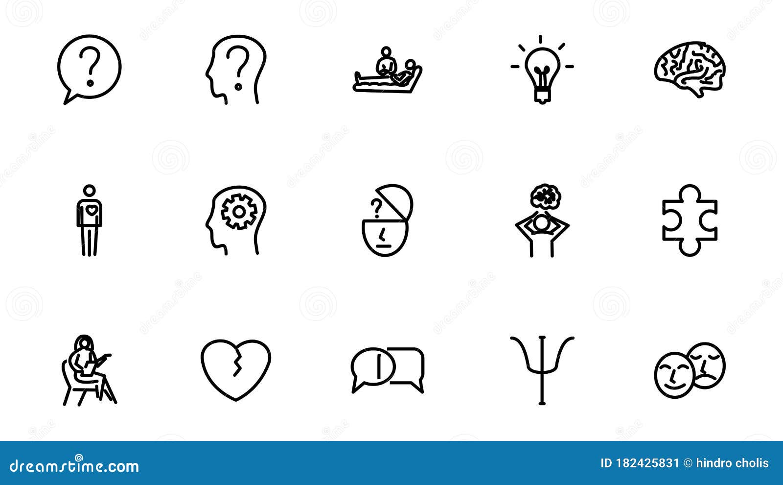 Simple Set of Psychology Line Icons Stock Vector - Illustration of ...