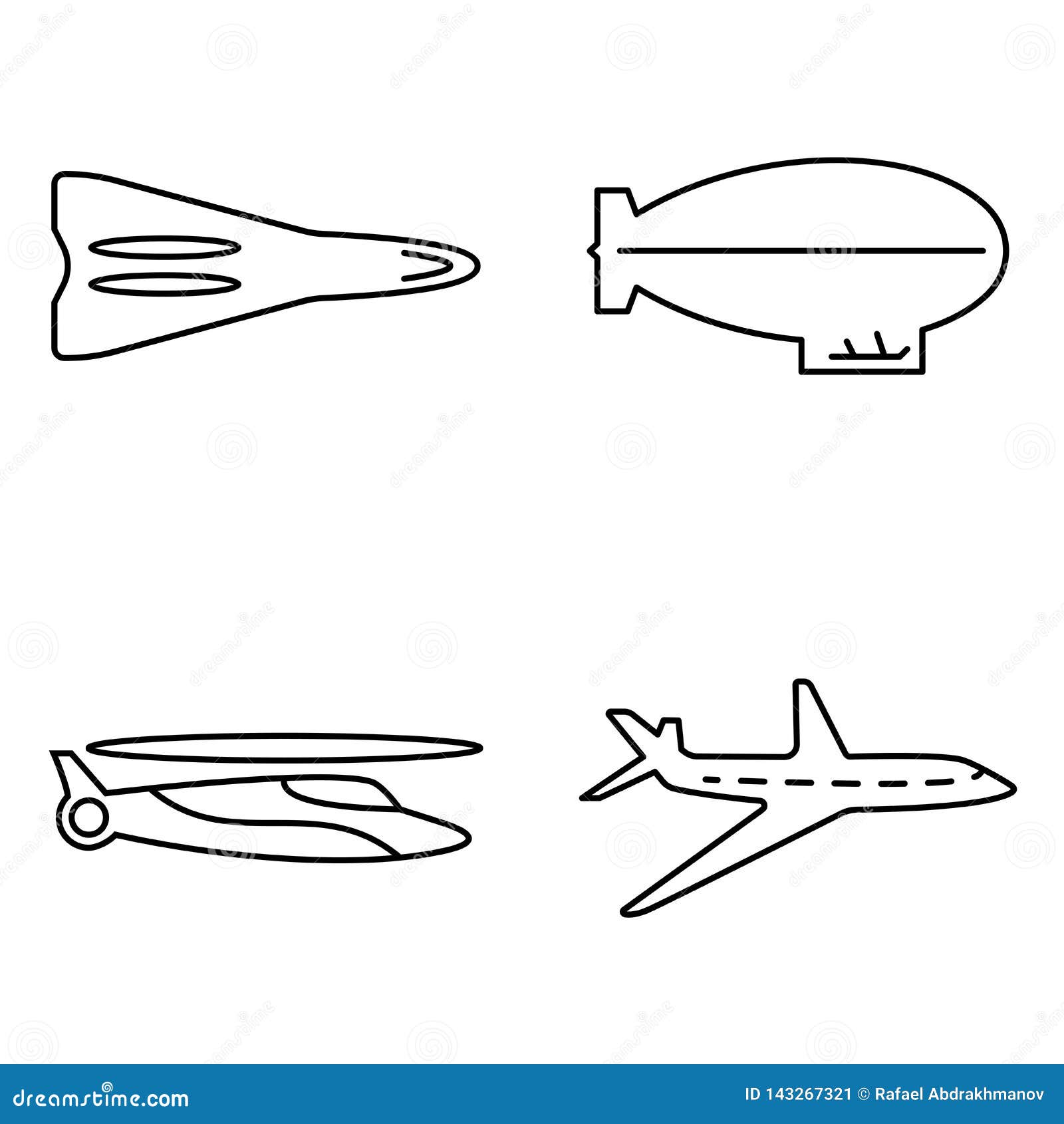 Simple Set of Public Vector Thin Line Icons. Airplane Helicopter Rocket ...