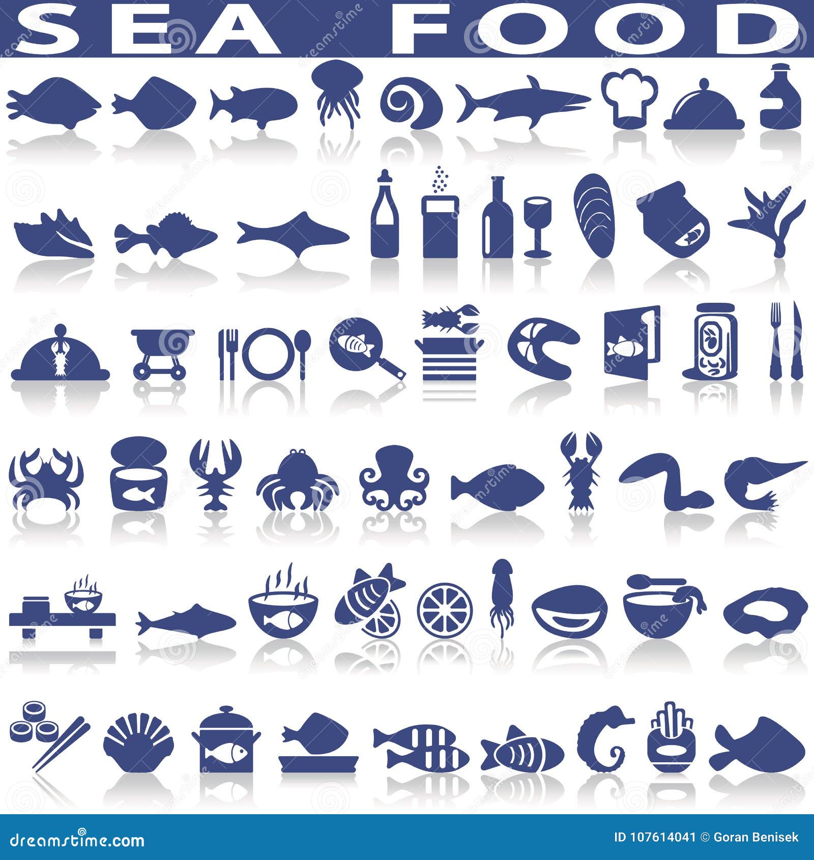 Sea Food Related Vector Icons. Stock Vector - Illustration of prawn ...