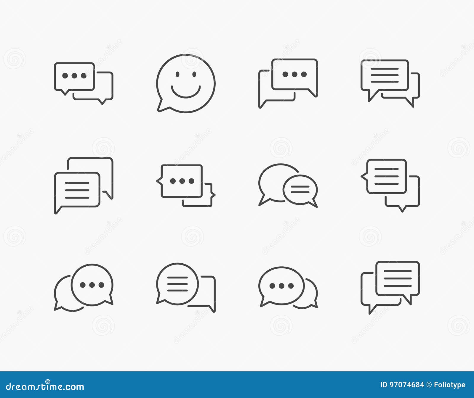 Simple Set of Speech Bubble Thin Line Icons Stock Vector - Illustration ...