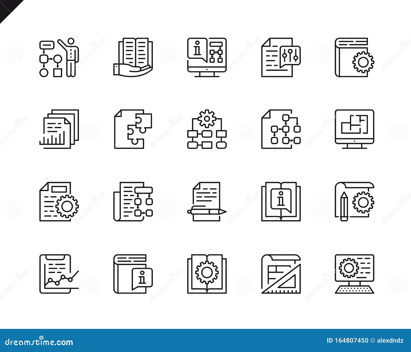 Simple Set of Technical Documentation Related Vector Line Icons. Linear ...