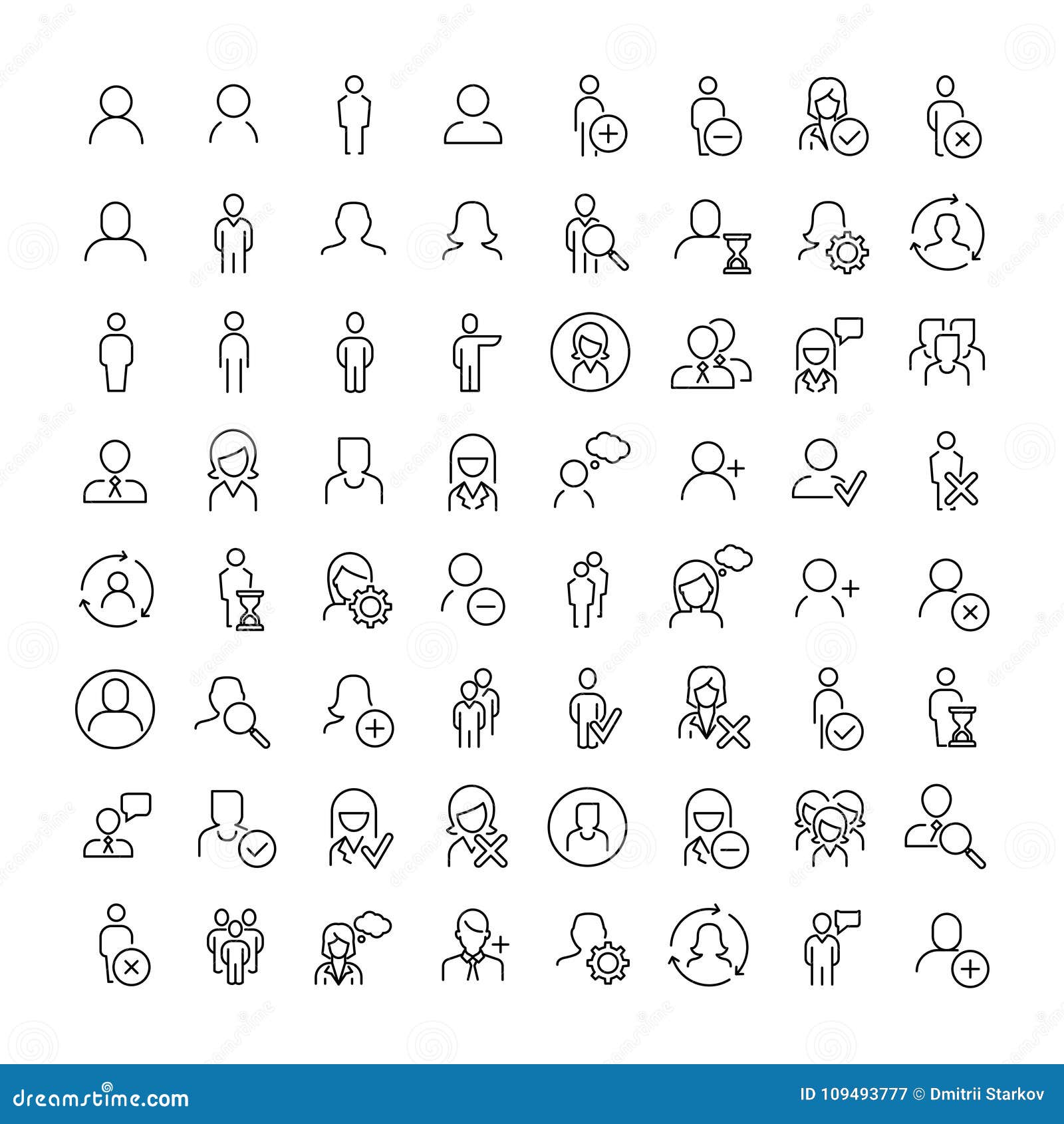 Simple Set of User Related Outline Icons. Stock Vector - Illustration ...