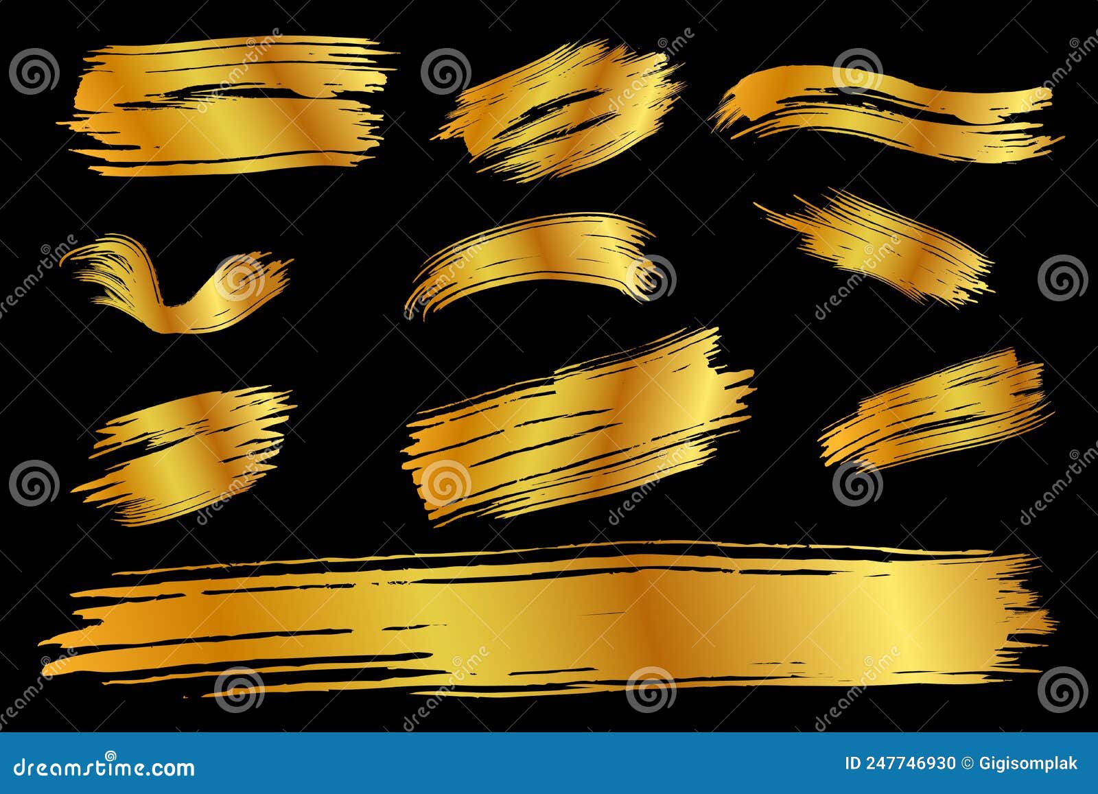 Simple Set 10 Vector Gold Golden Big Mark Line Scribble Stock Vector ...