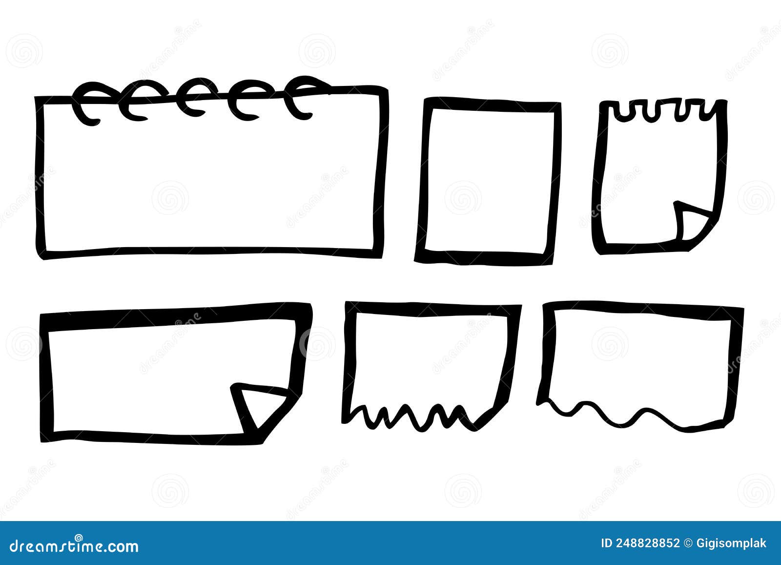 Simple Set 6 Vector Hand Draw Sketch Block Note Stock Vector ...