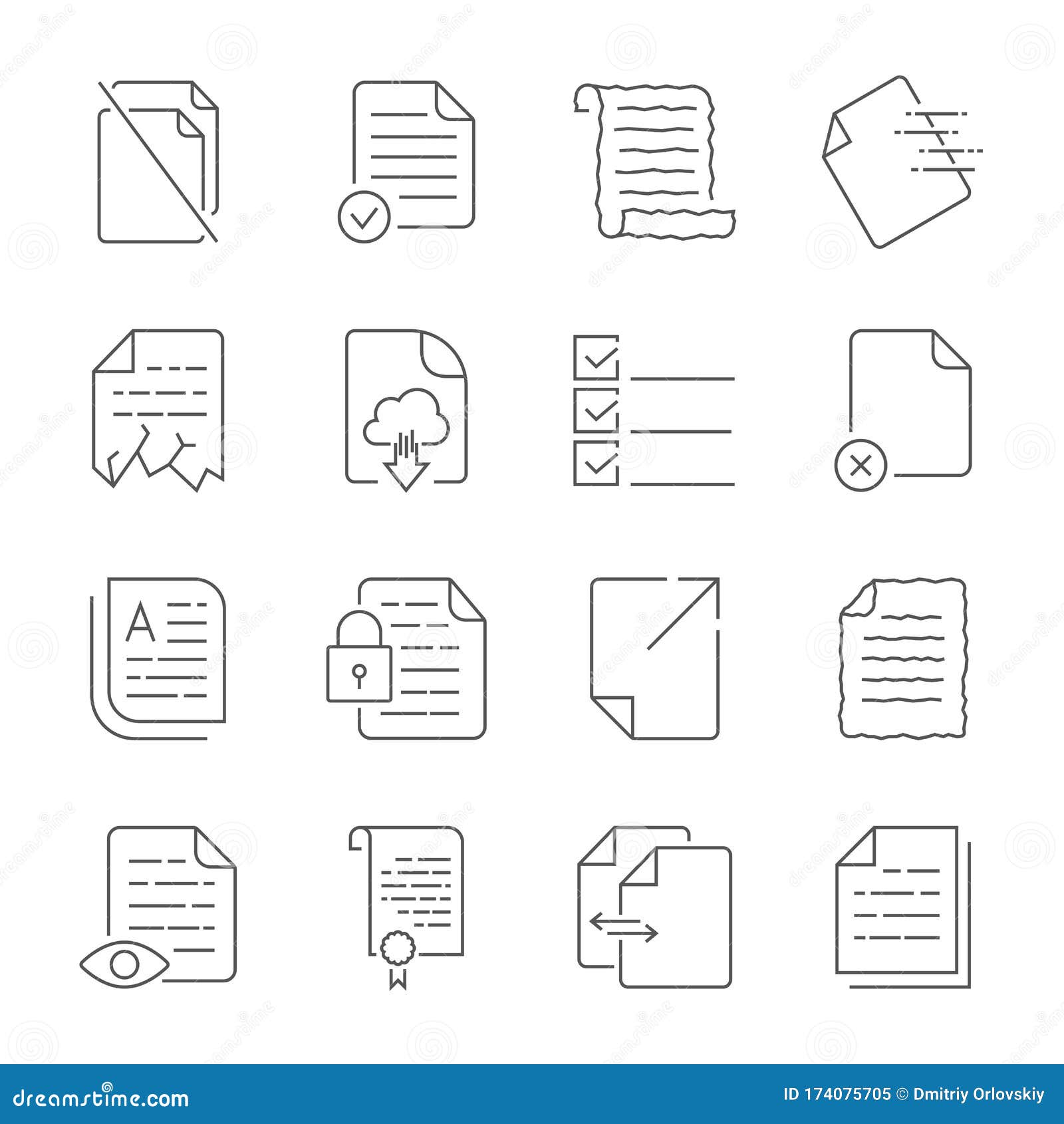 Simple Set of Vector Icons for Flow Control of Documents. Contains ...
