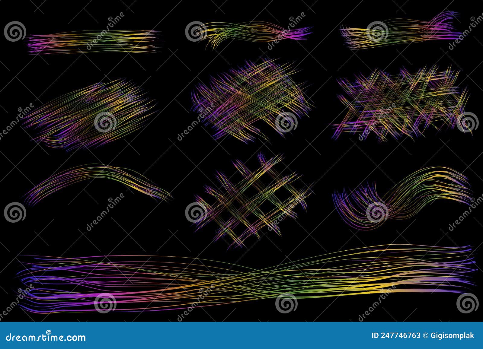 Simple Set 10 Vector Multiple Colorful Line Scribble, Isolated on White ...