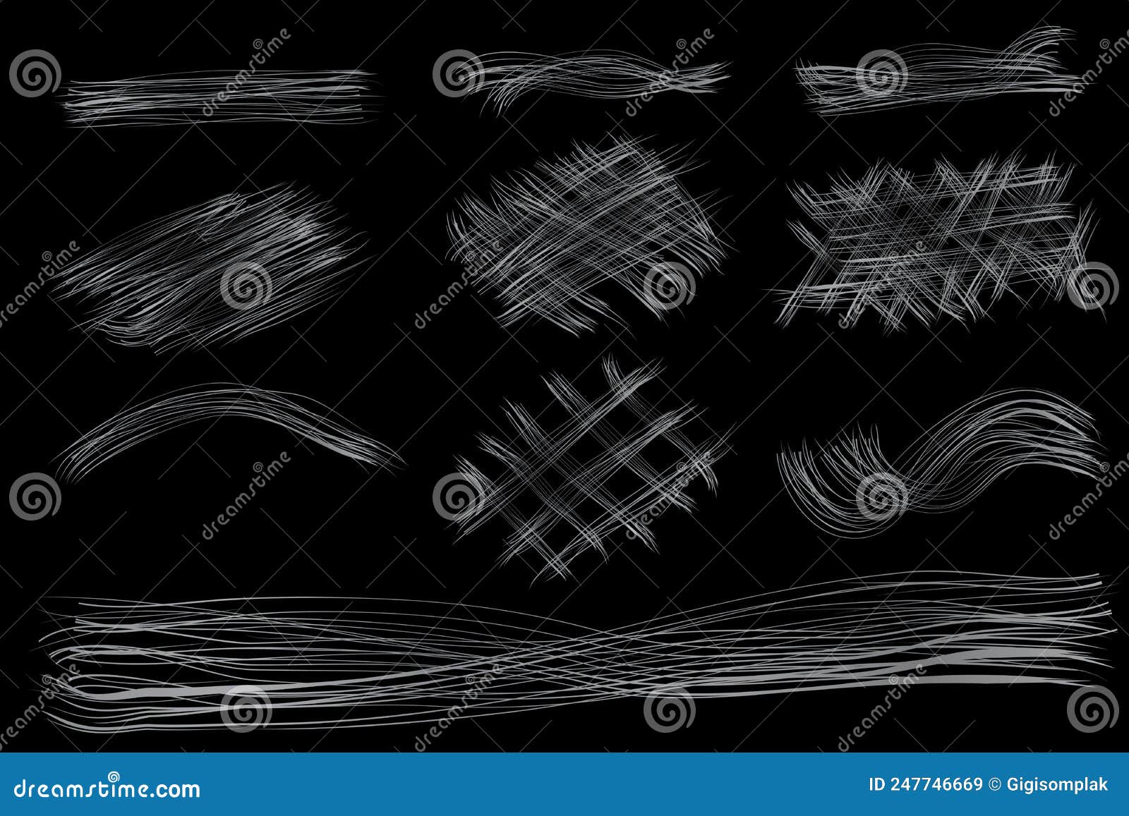 Simple Set 10 Vector Multiple Silver or Chrome Line Scribble Stock ...