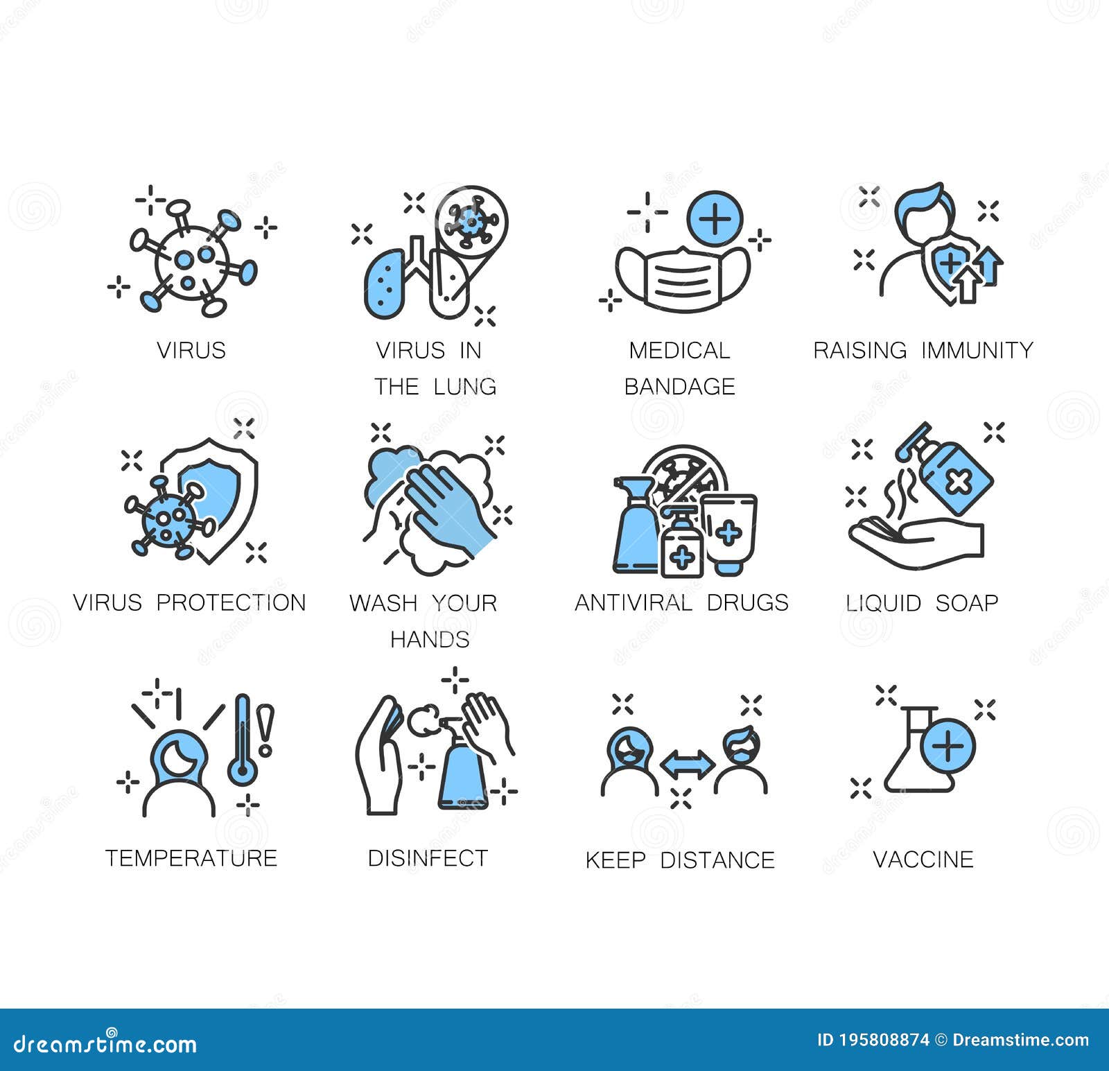 Virus and Medicin icons stock vector. Illustration of coronavirus ...