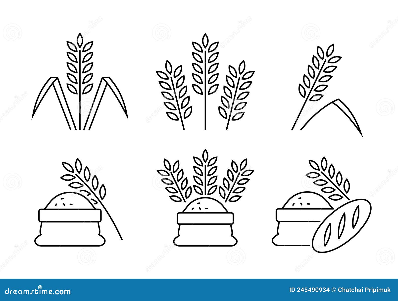 Simple Set of Wheat and Bread Icons, Vector Stock Vector - Illustration ...