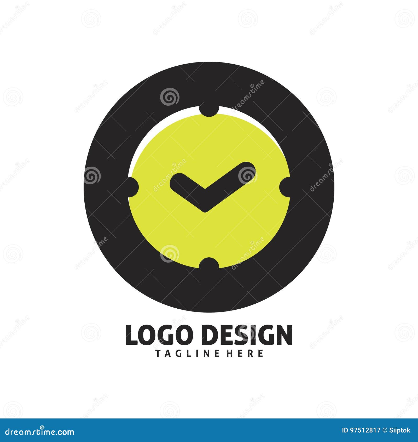 Circle Time Check Logo Design Stock Vector - Illustration of unique ...