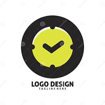 Circle Time Check Logo Design Stock Vector - Illustration of unique ...