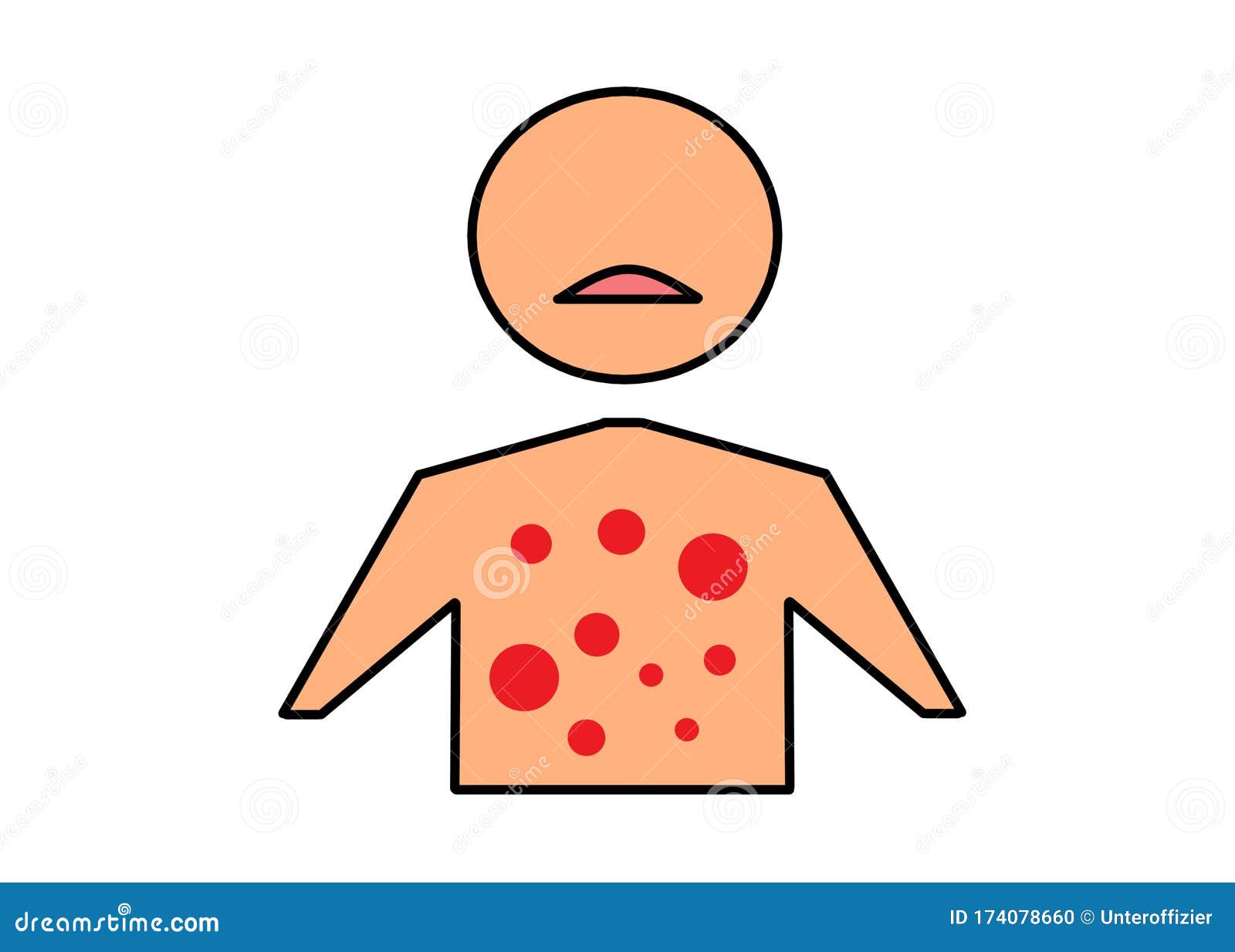 A Simple Shape of a Human Body Upper Torso with Red Dots Indicating ...
