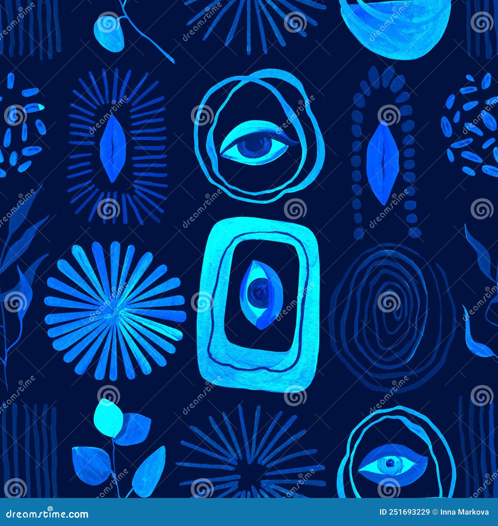 Abstract Modern Neon Blue Seamless Pattern. Stock Illustration ...