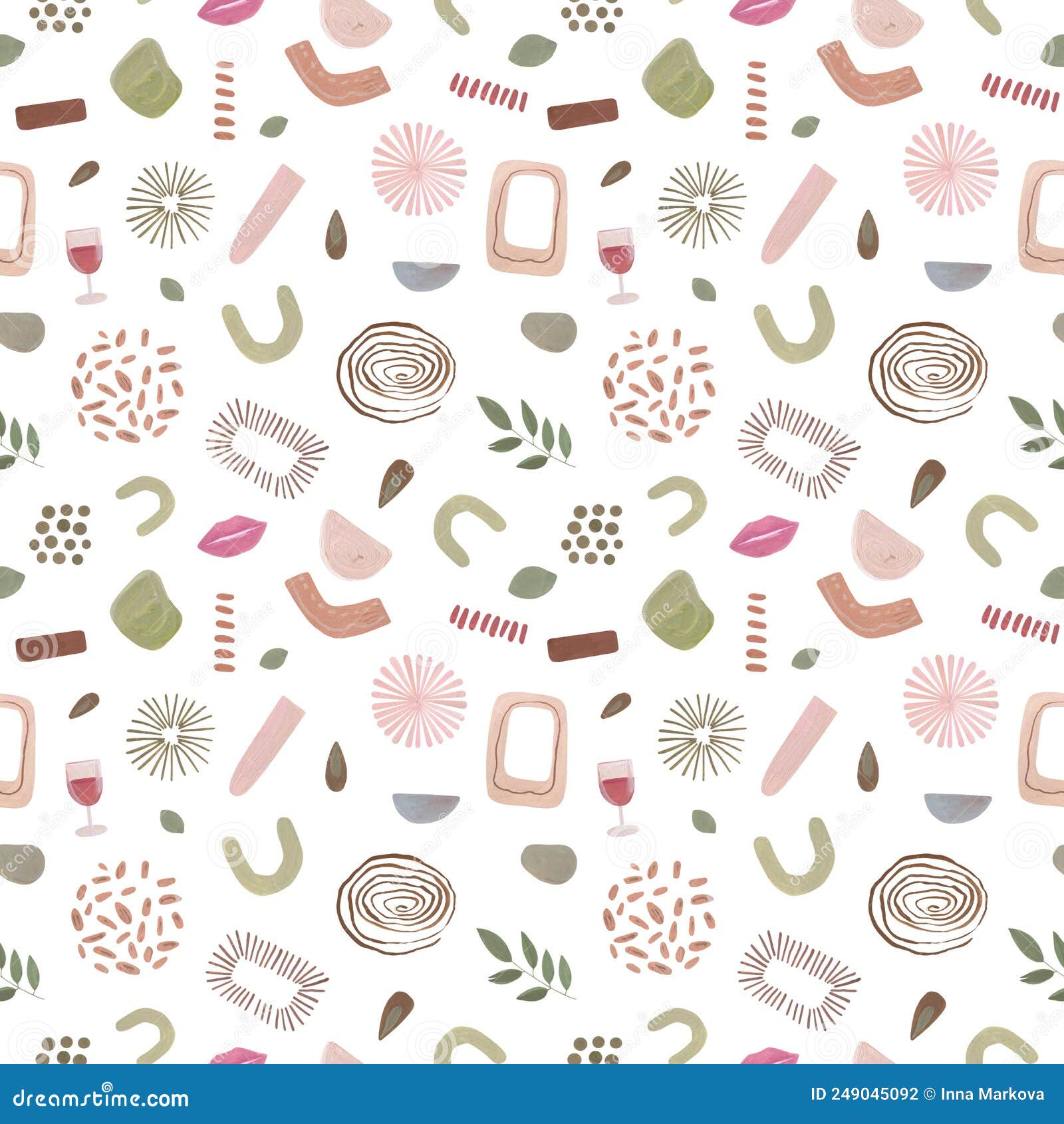 Beige Abstract Modern Shapes Seamless Pattern. Stock Illustration ...