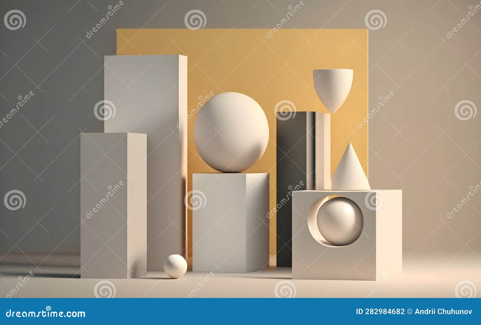 Simple Shapes in Neutral Colors, Generative AI Stock Illustration ...