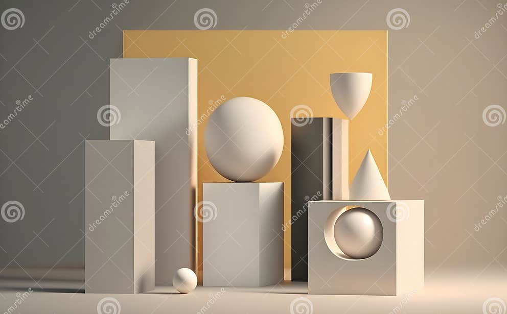 Simple Shapes in Neutral Colors, Generative AI Stock Illustration ...