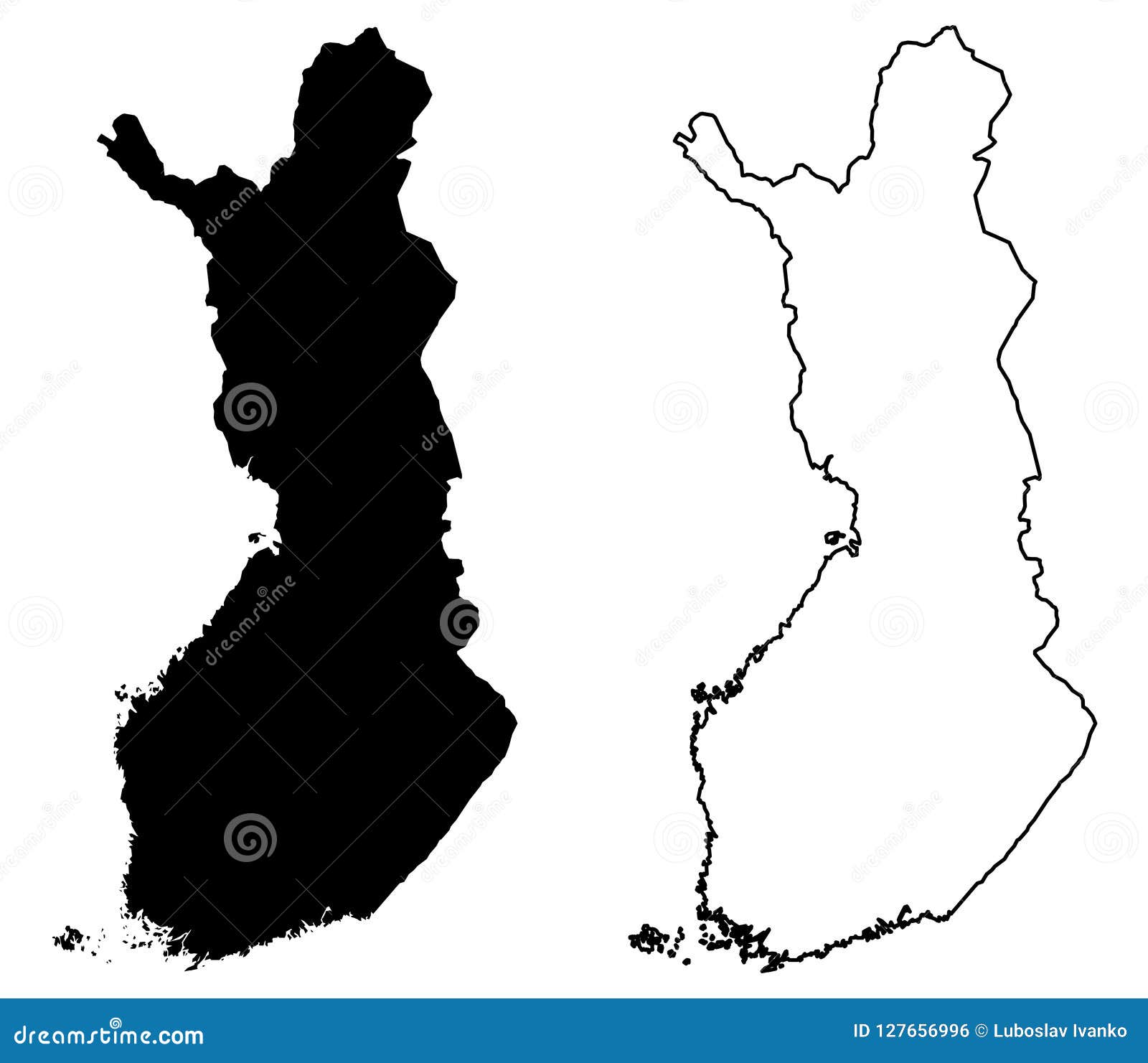 Simple only Sharp Corners Map of Finland Vector Drawing. Merca Stock ...