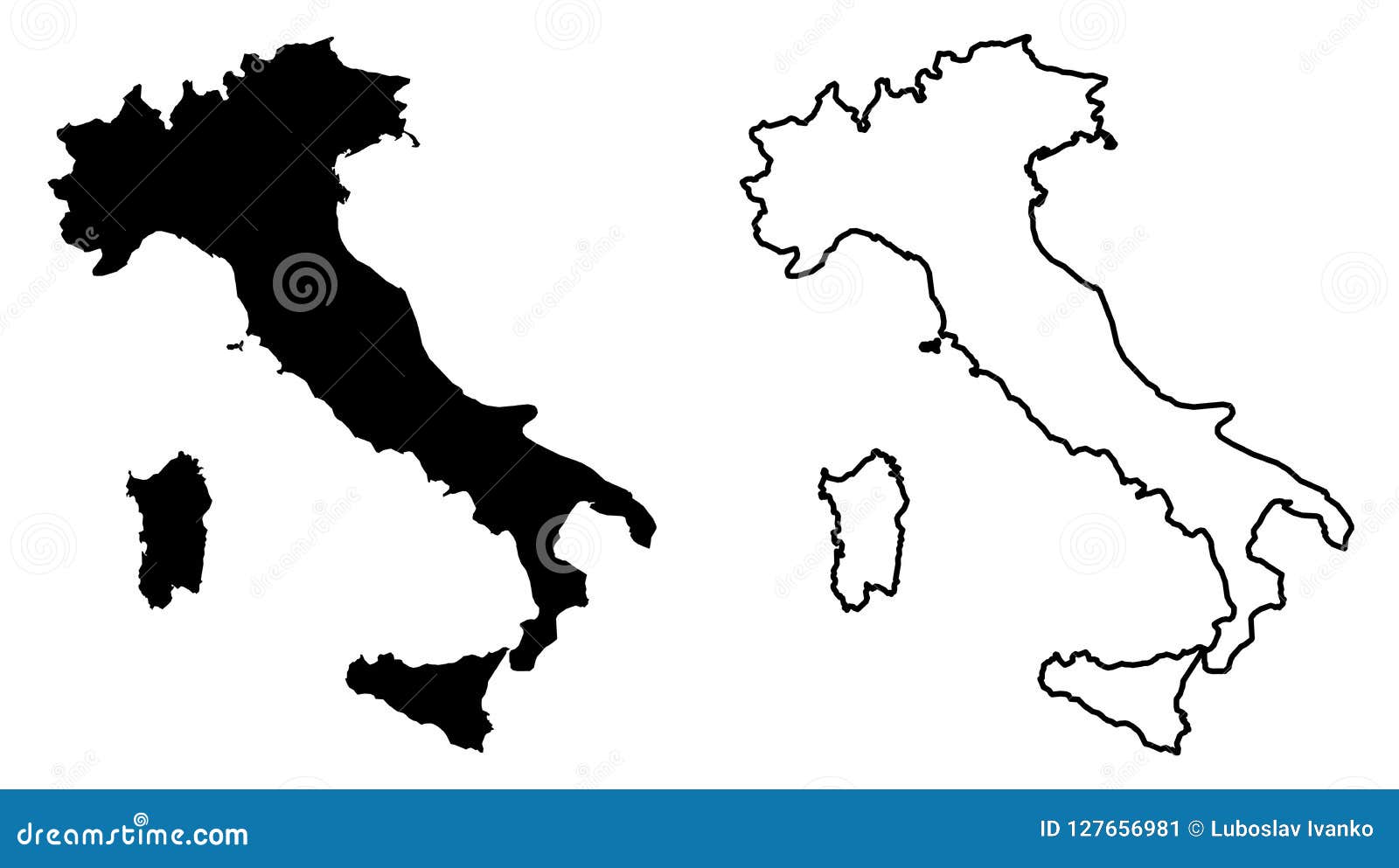 Simple only Sharp Corners Map of Italian Republic Vector Drawi Stock ...