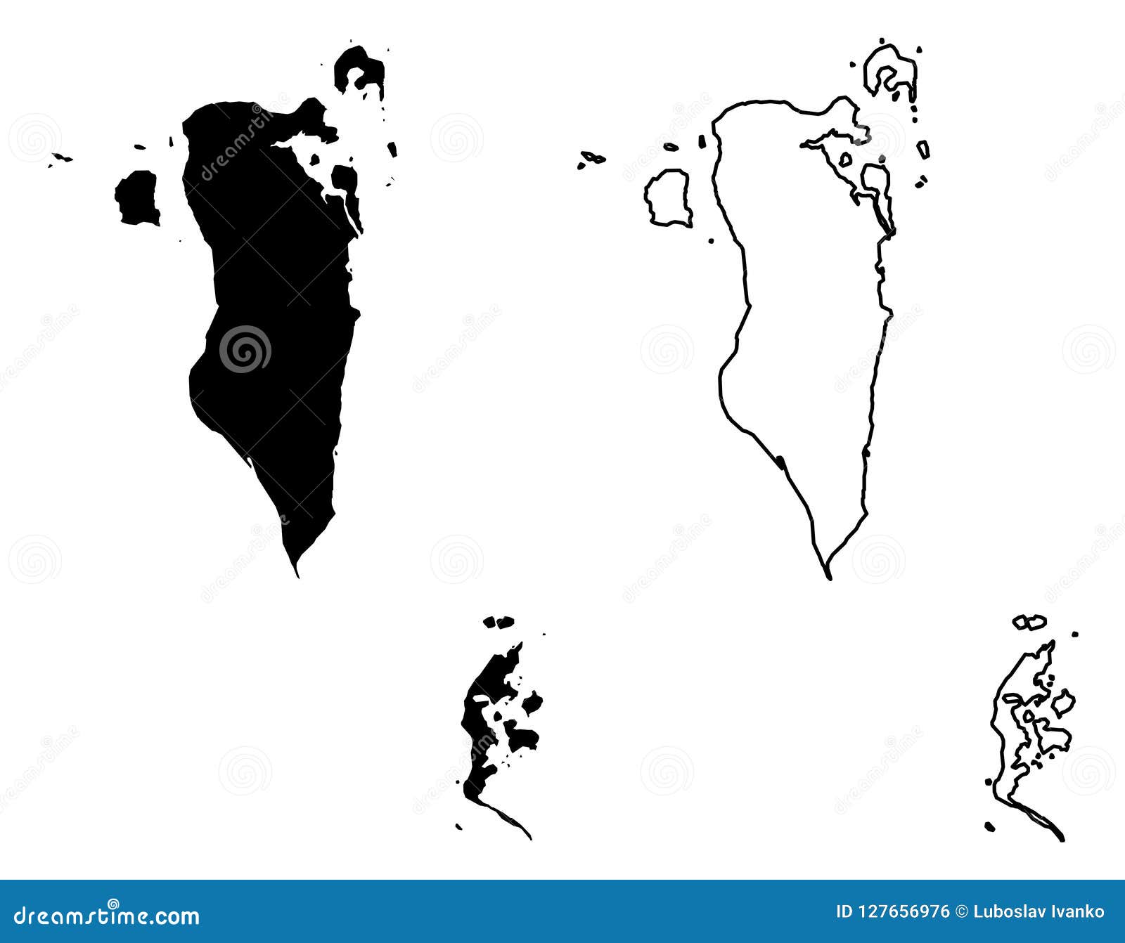 Simple only Sharp Corners Map - Kingdom of Bahrain Vector Draw Stock ...