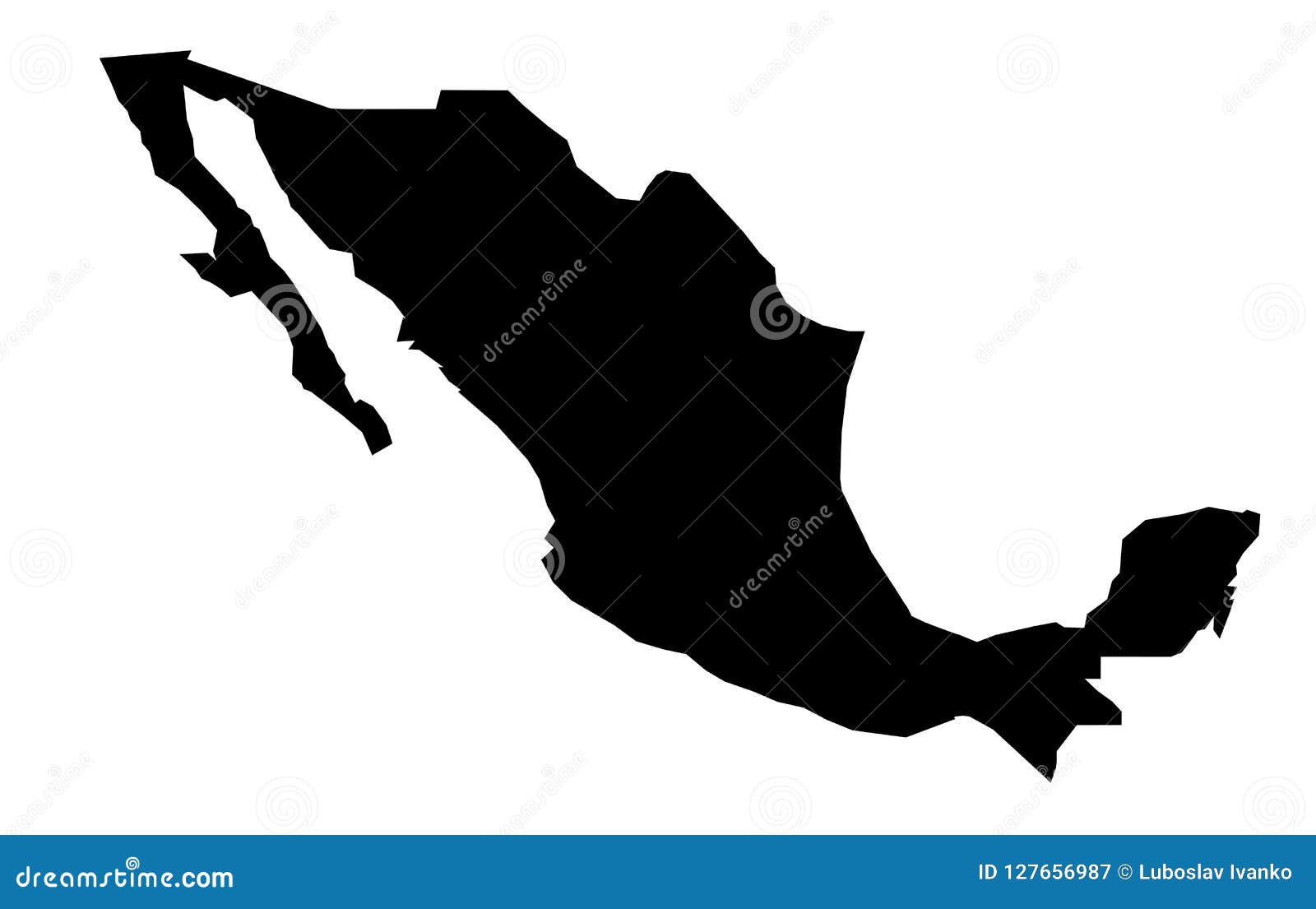 Simple only Sharp Corners Map of Mexico Vector Drawing. Stock Vector ...