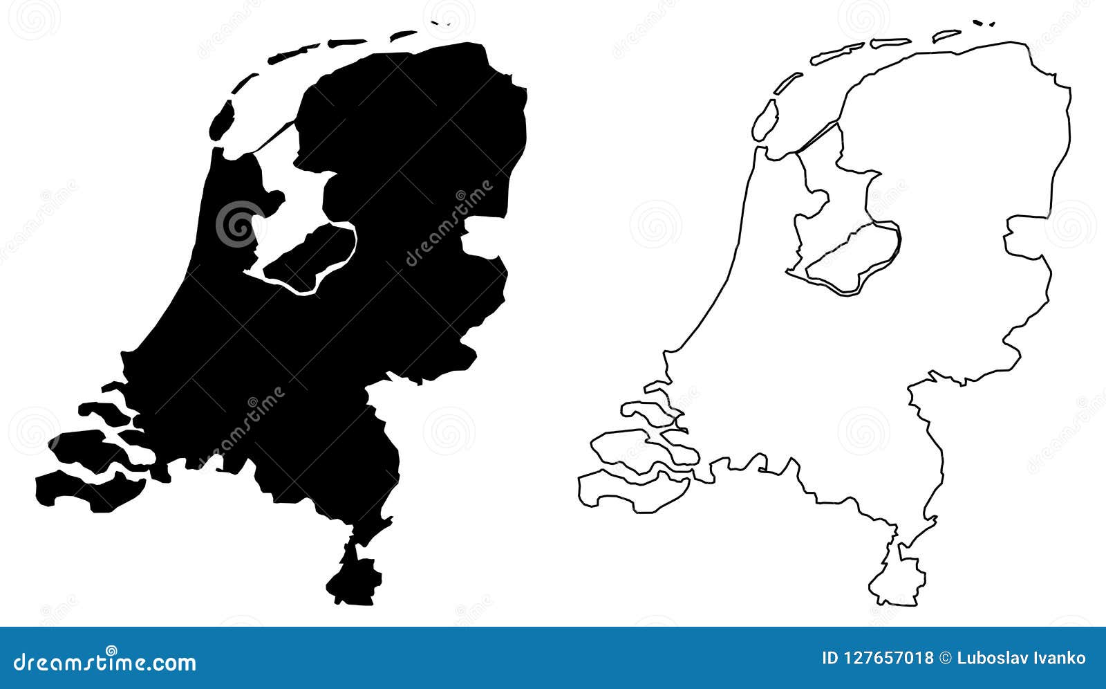 Simple Only Sharp Corners Map Of Netherlands Vector Drawing. M ...