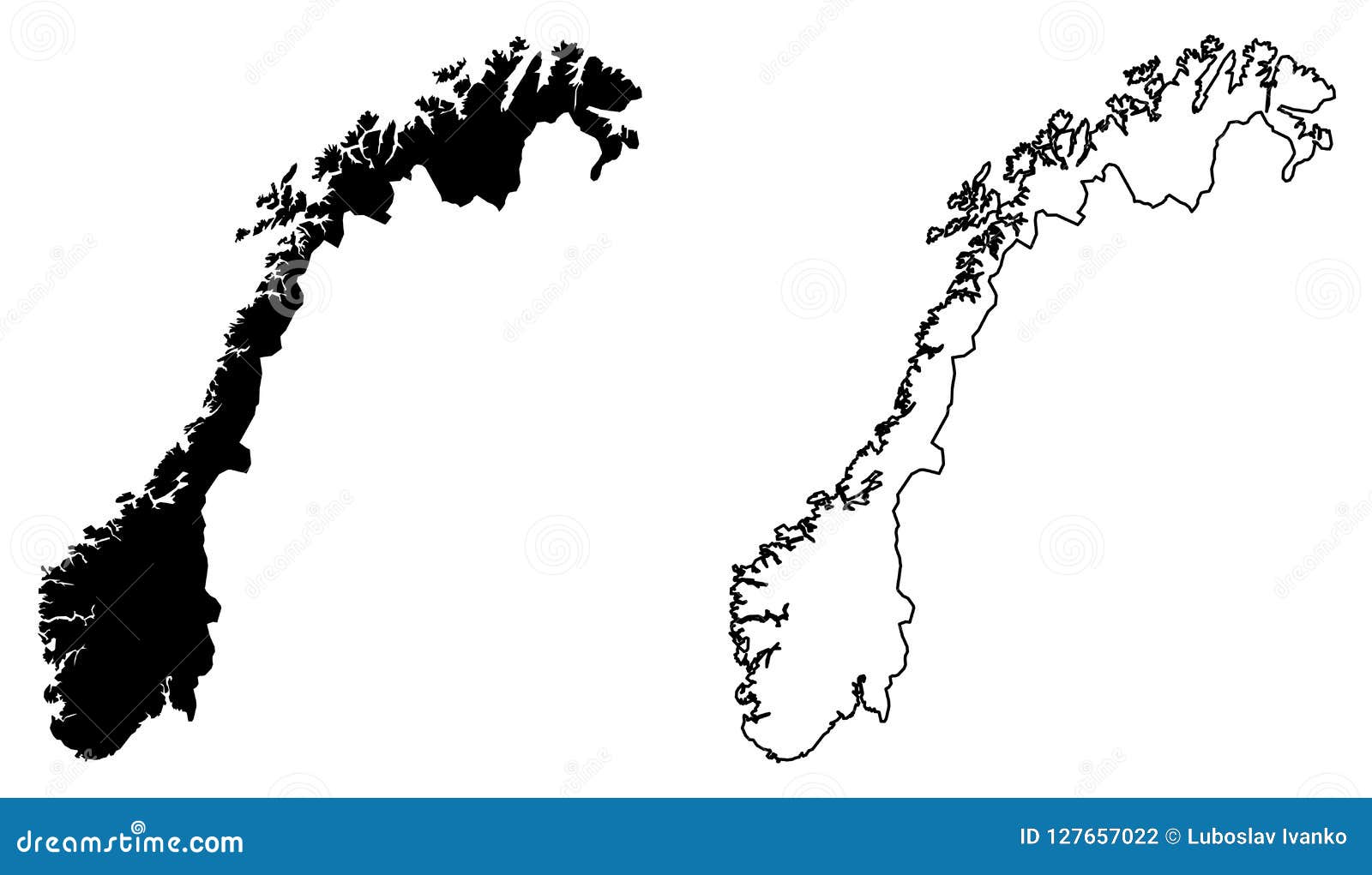 Simple only Sharp Corners Map of Norway Vector Drawing. Mercat Stock ...