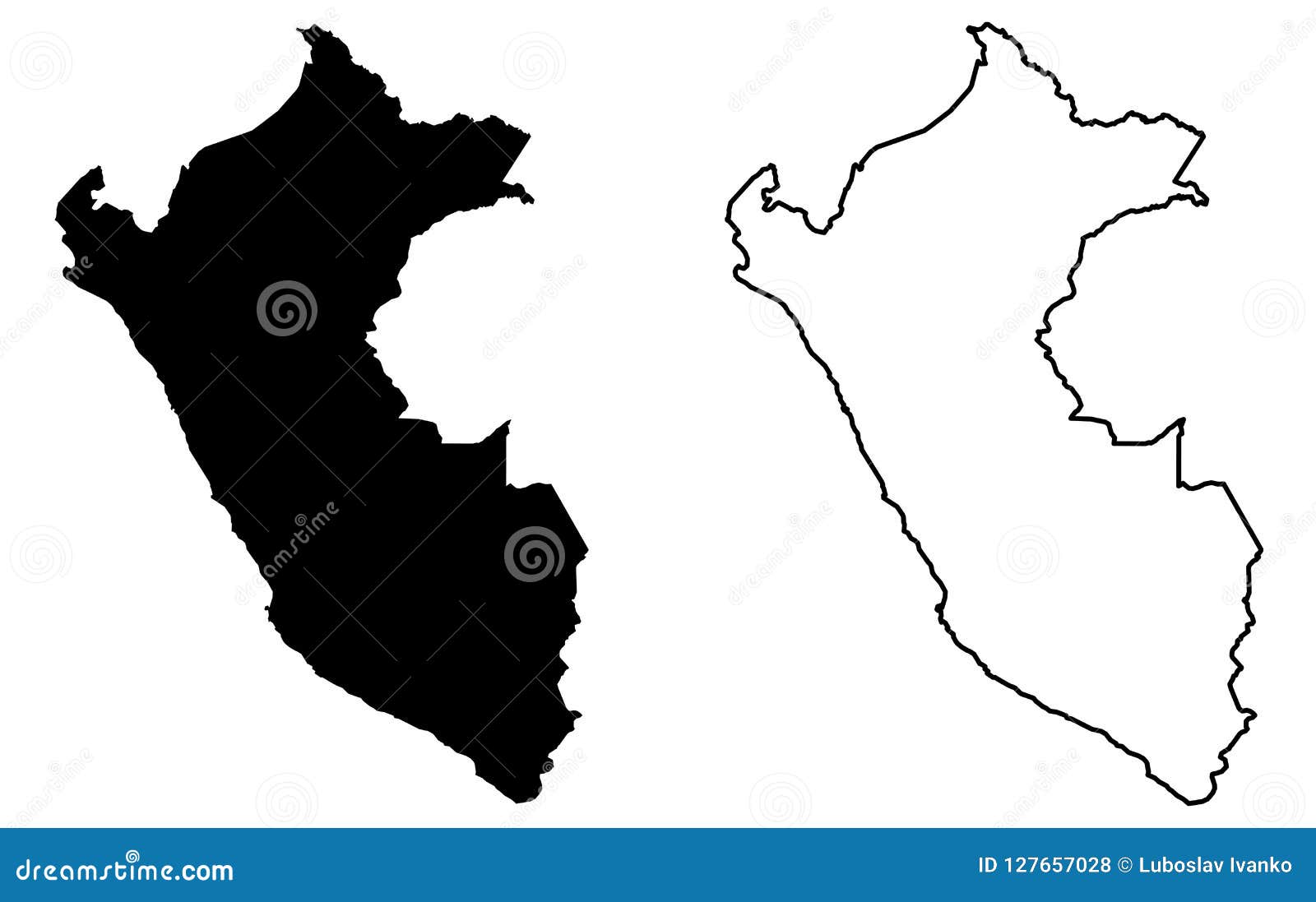 Simple Only Sharp Corners Map Of Peru Vector Drawing. Mercator ...