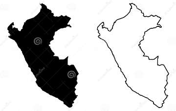 Simple only Sharp Corners Map of Peru Vector Drawing. Mercator Stock ...