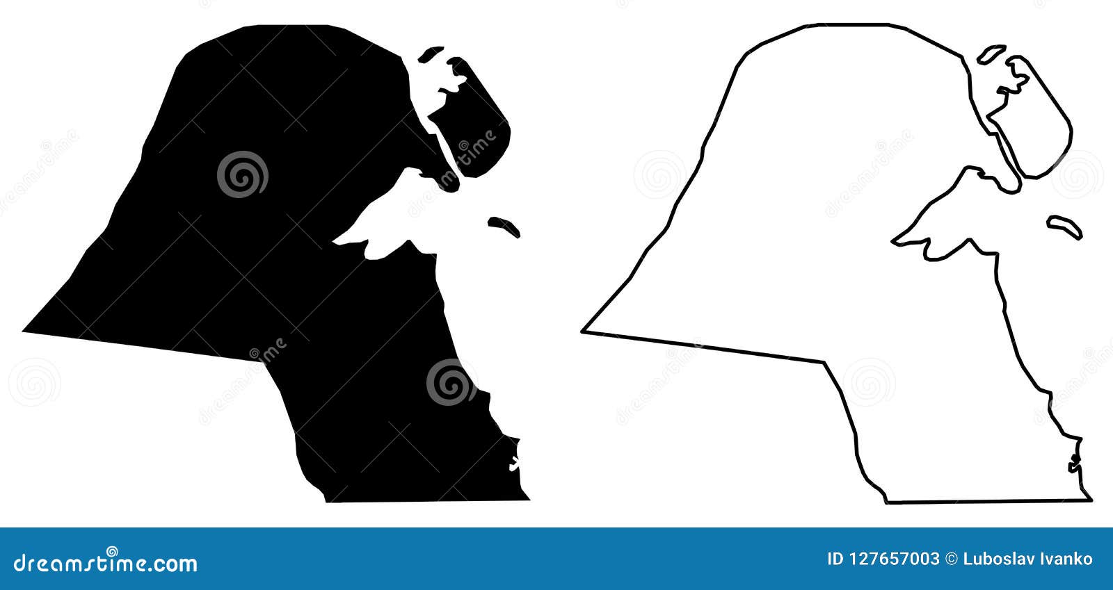 Simple only Sharp Corners Map - State of Kuwait Vector Drawing Stock ...