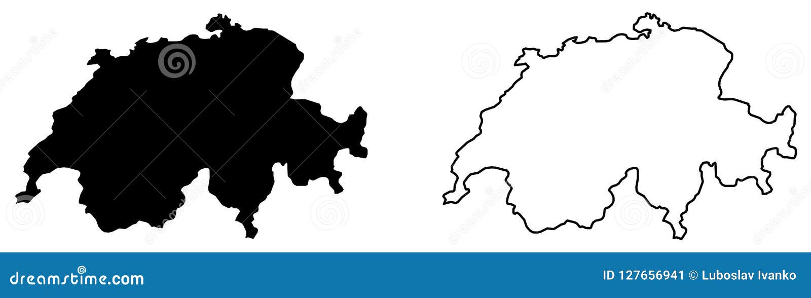 Simple Only Sharp Corners Map Of Switzerland Vector Drawing. Mercator ...