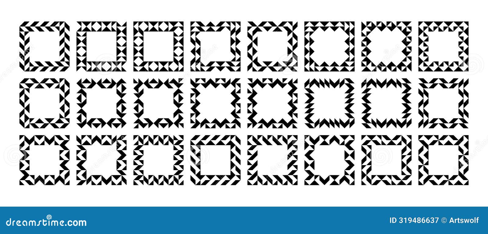 Simple Sharp Line Abstract Shape Square Border Design Set Stock ...