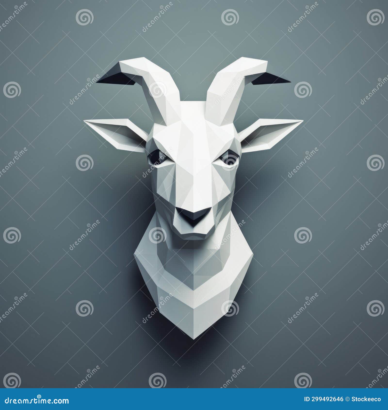 Polygonal Geometric Cartoon Goats Head in Black and White Stock ...