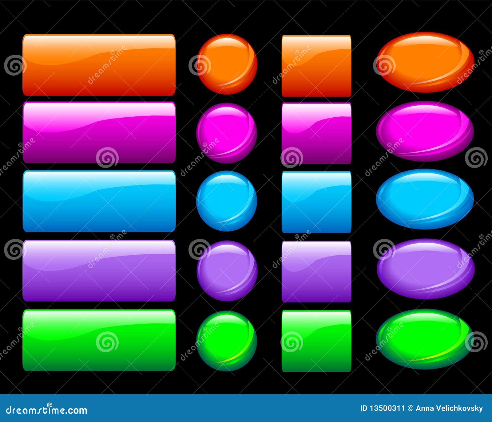 Shiny Buttons In Different Colours Vector Illustration | CartoonDealer ...