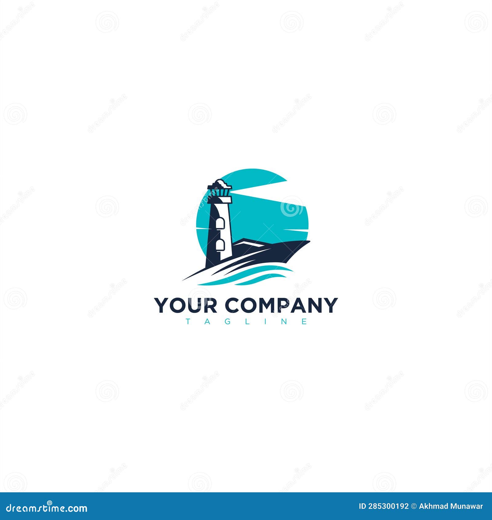 Simple Ship and Light House Logo Beach Vector Stock Illustration ...