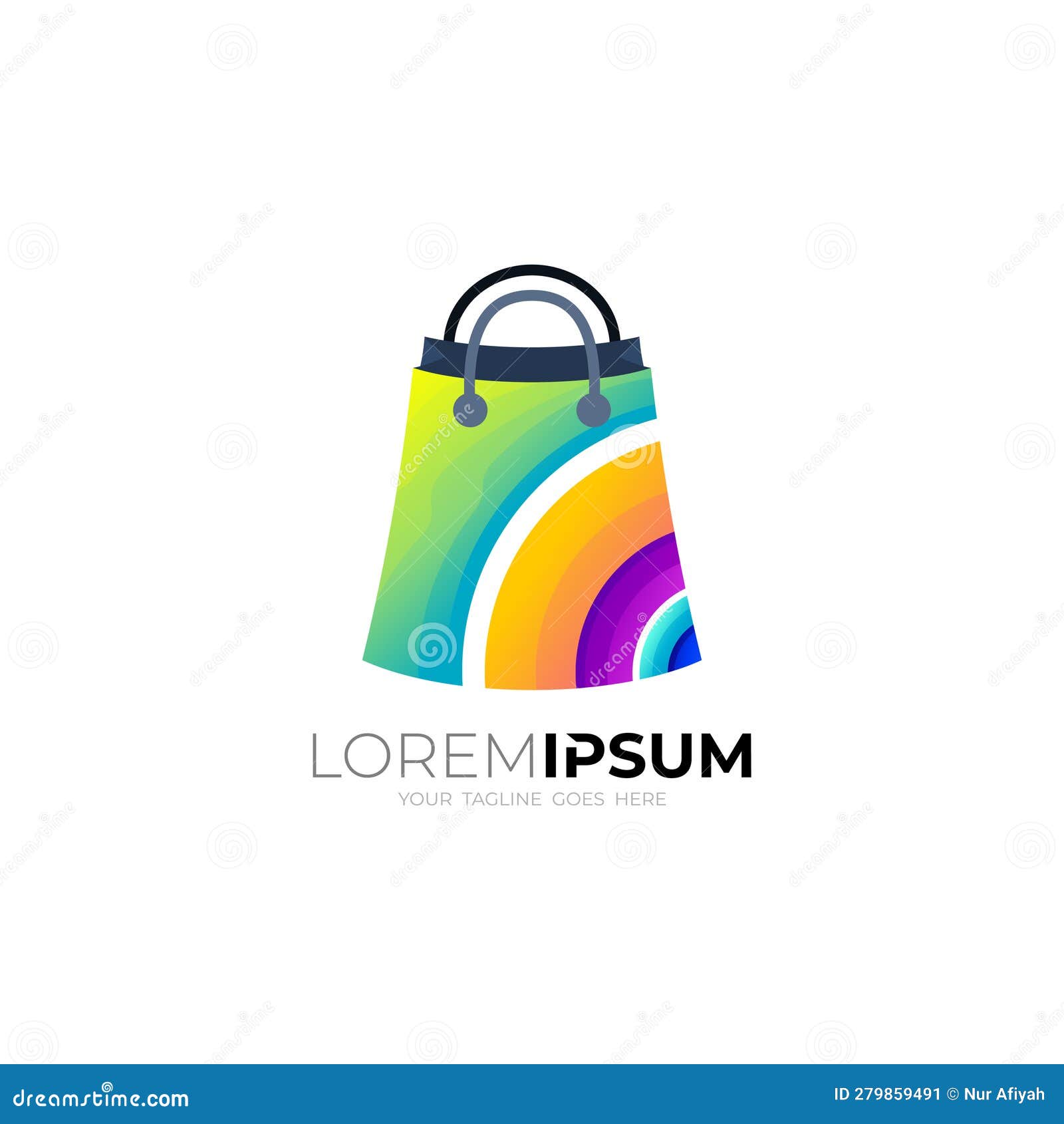 Simple Shopping Bag Logo and 3d Colorful Design Stock Vector ...