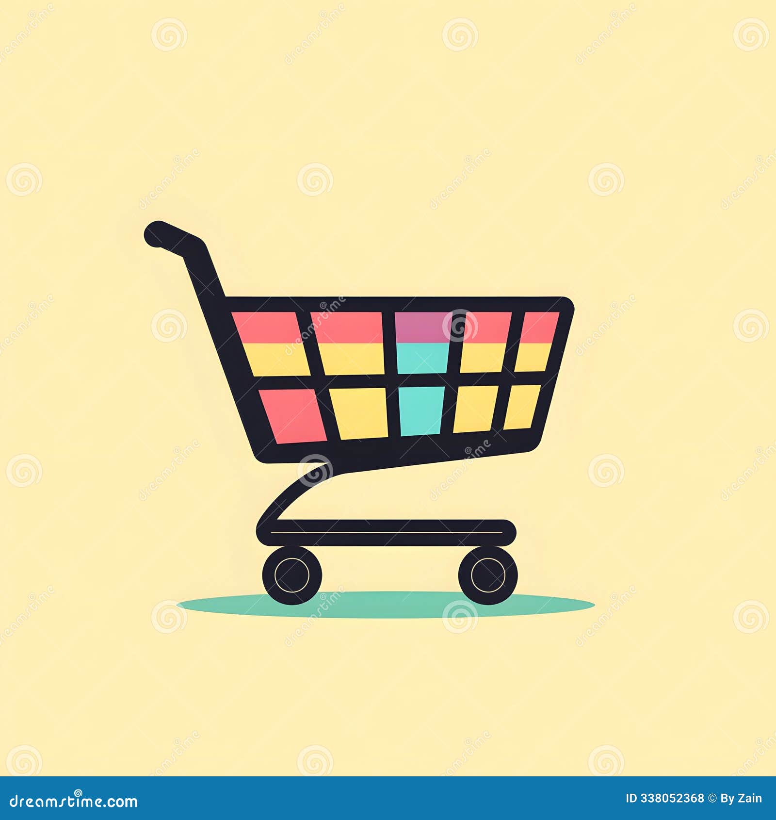 Simple Shopping Cart Icon in Black on White Background Minimalistic E ...