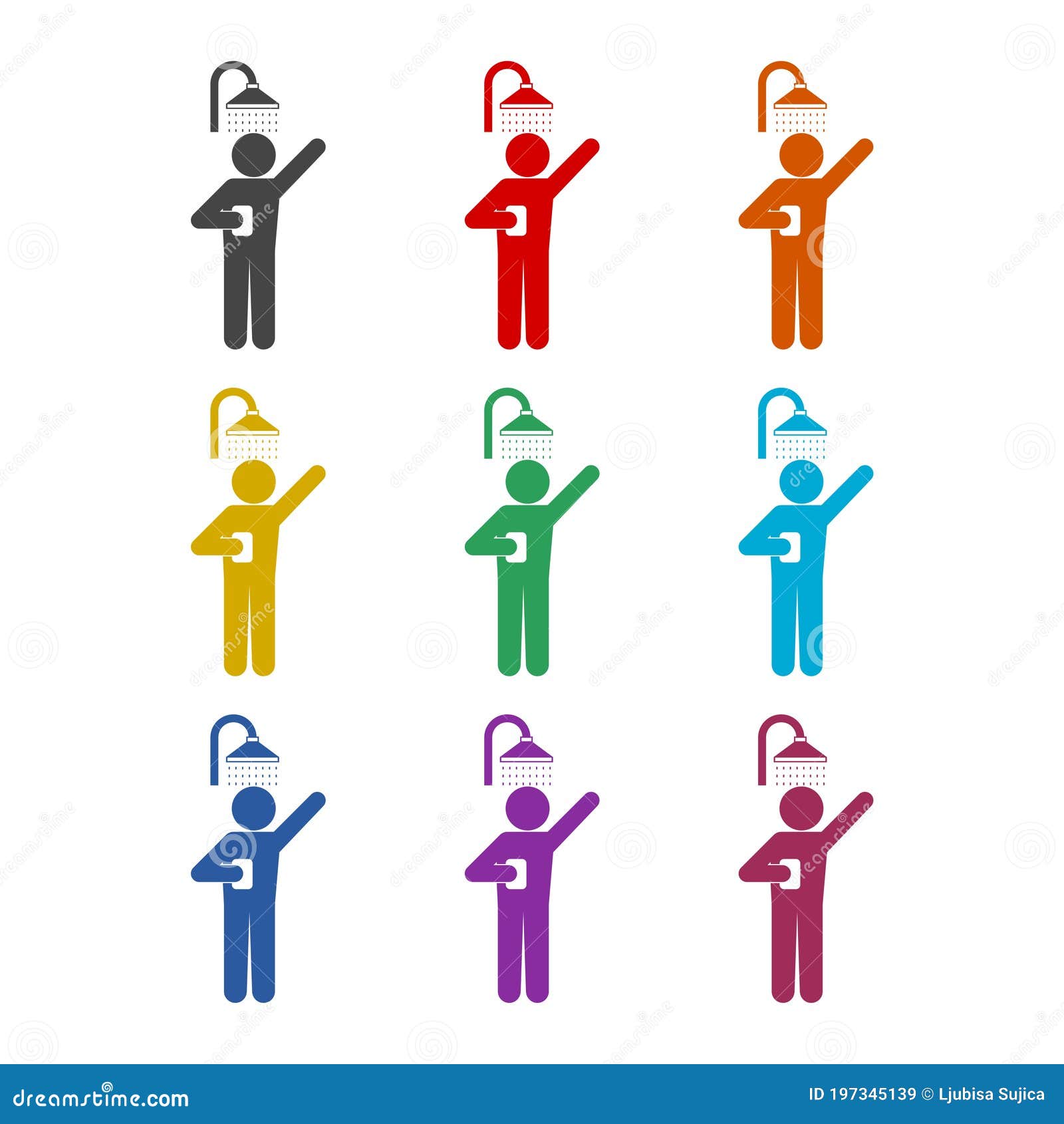 Simple Shower Icon, Color Set Stock Vector - Illustration of crowd ...