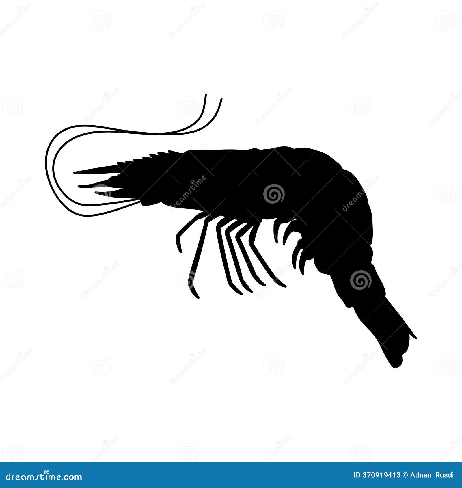 Shrimp Silhouette. Isolated Shrimp On White Background Cartoon Vector ...